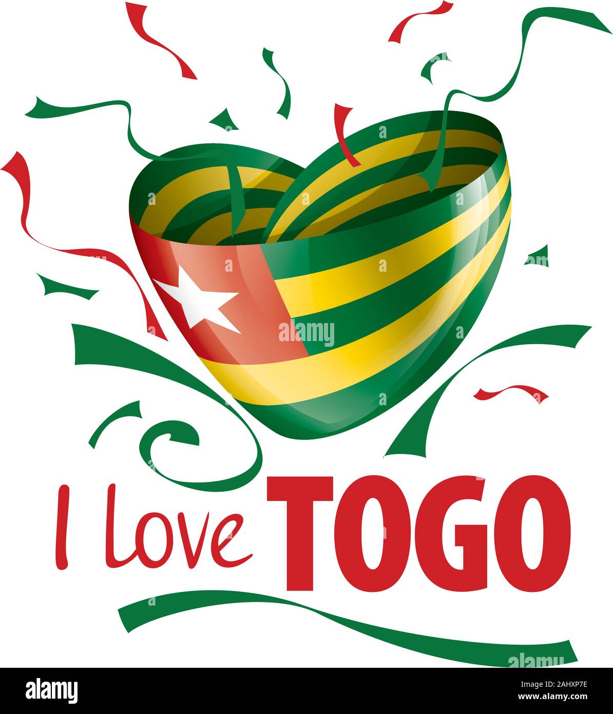 The national flag of the Togo and the inscription I love Togo. Vector ...