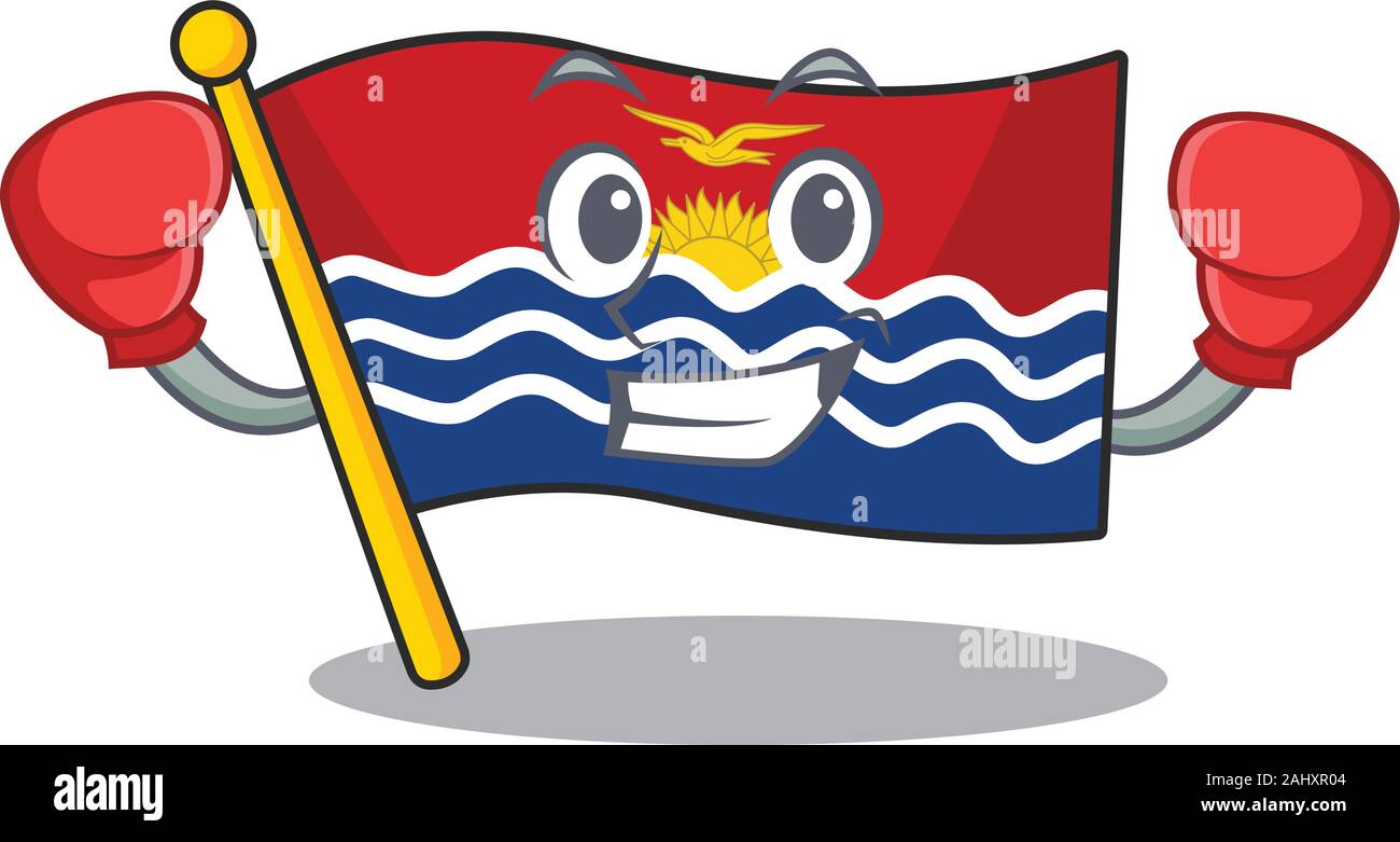 Happy Boxing flag kiribati Scroll mascot character style Stock Vector ...