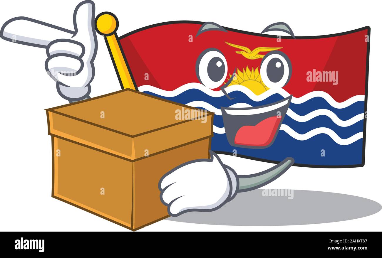 Flag kiribati Scroll cartoon character bringing a box Stock Vector ...