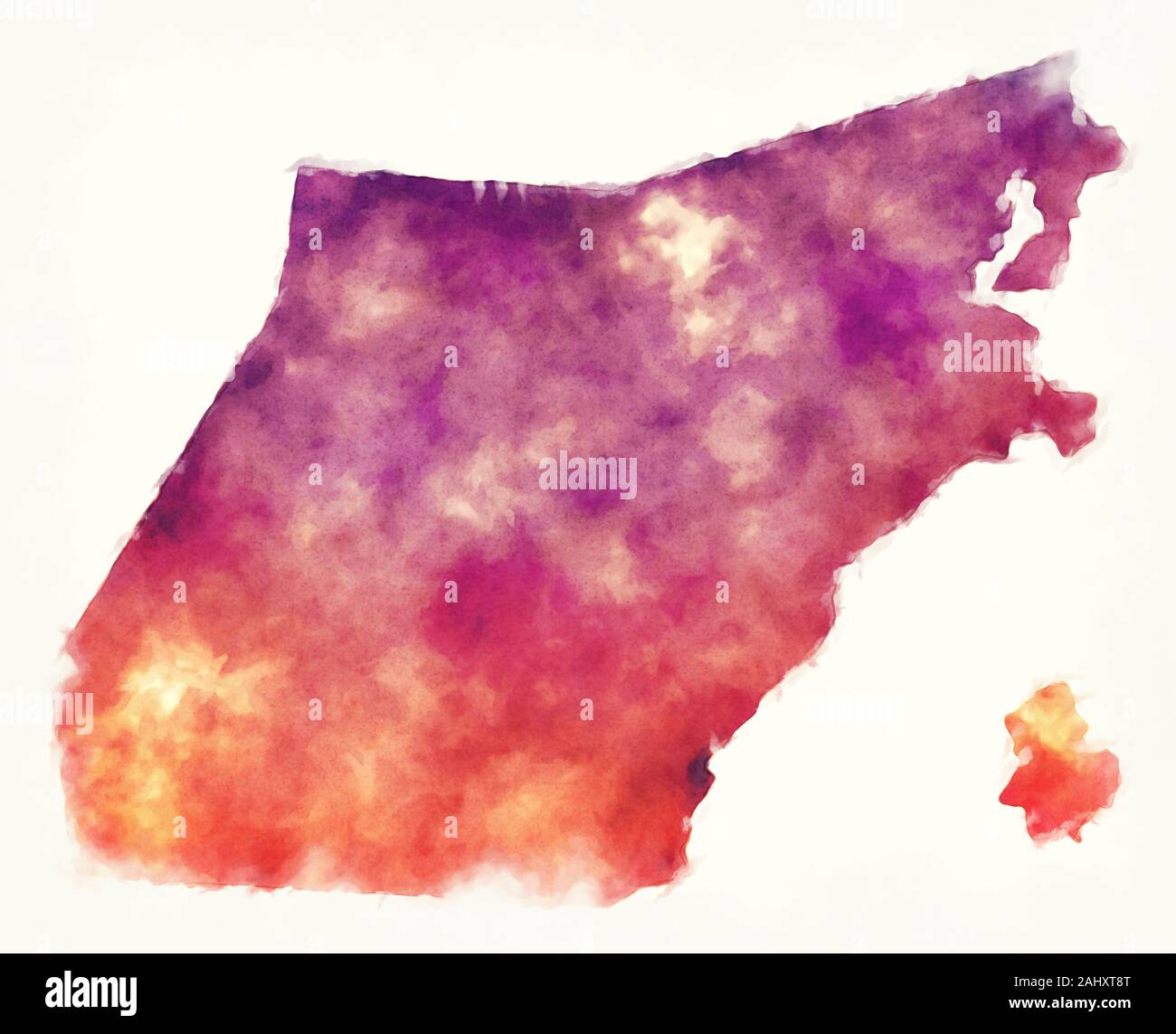 Mamoudzou department watercolor map of Mayotte Stock Photo - Alamy