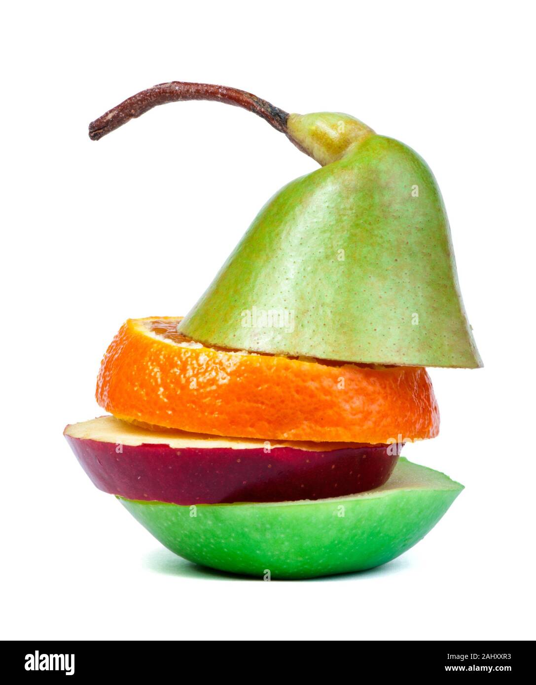 Red apple orange fresh fruit slice cut mixed healthy hi-res stock ...