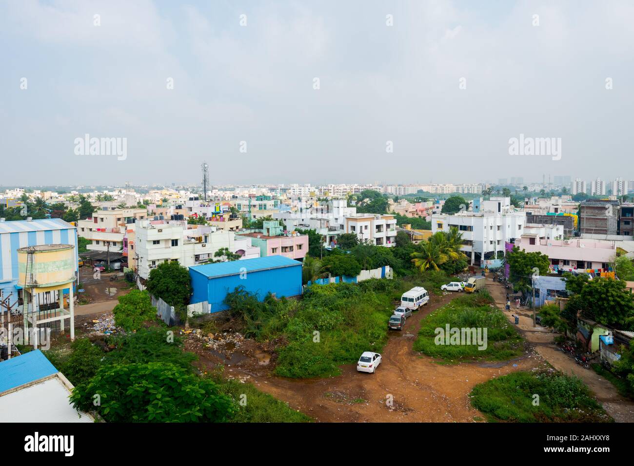 Rooftop view of the city of Chennai on overcast day Stock Photo - Alamy
