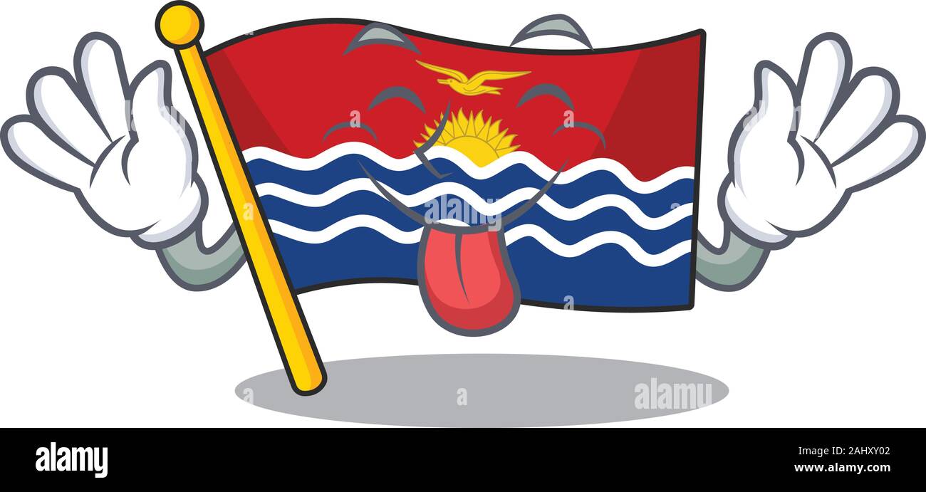 Funny face flag kiribati Scroll mascot design with Tongue out Stock ...