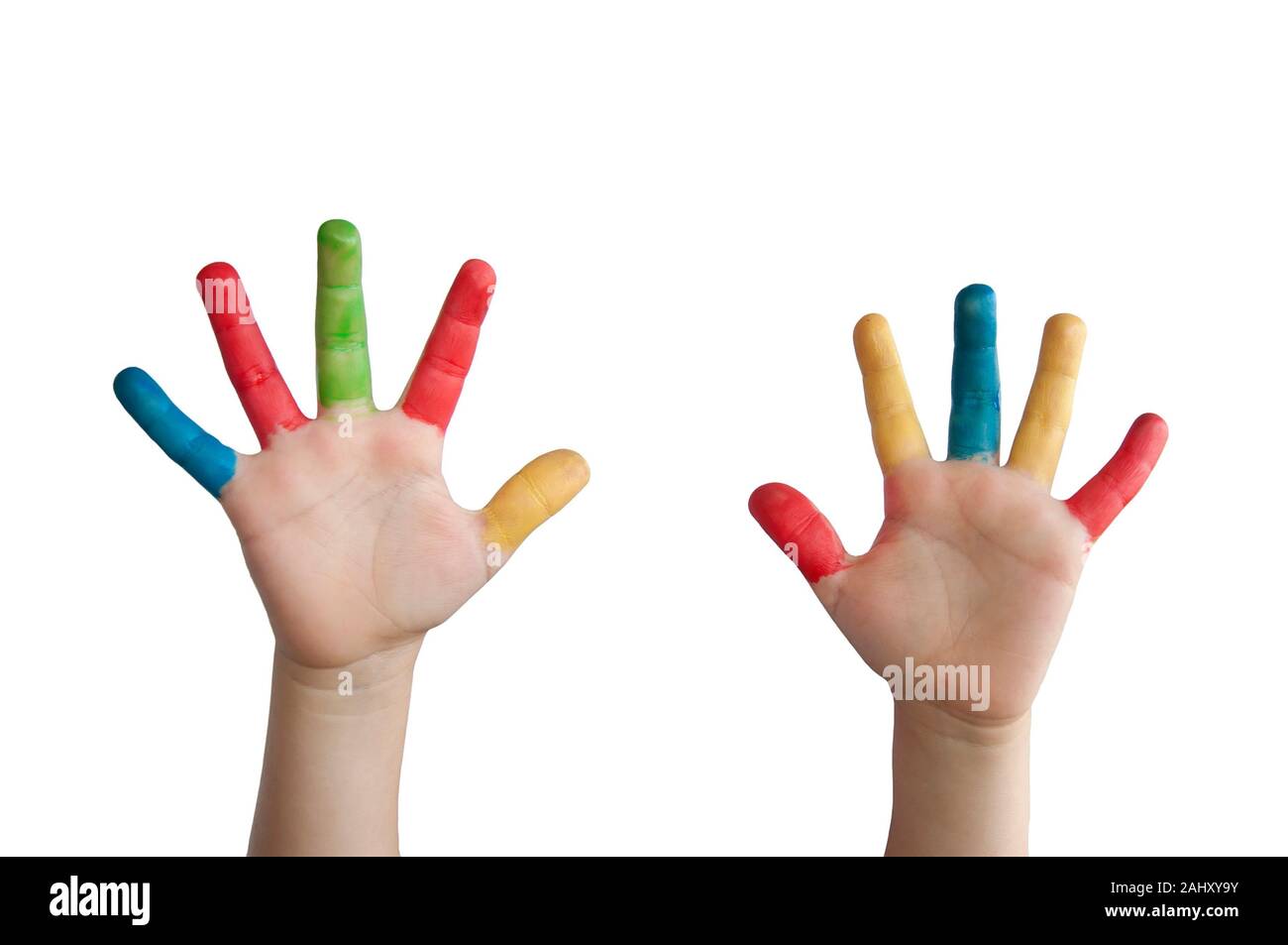Coloured children hands Cut Out Stock Images & Pictures - Alamy