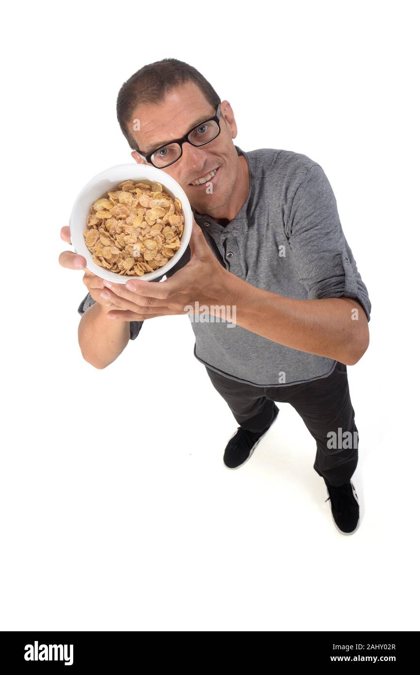 Man eating corn flakes hi-res stock photography and images - Alamy