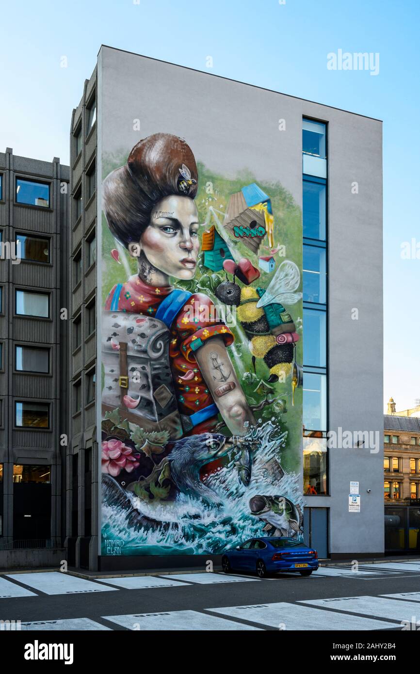Giant mural by street artists "the Nomad Clan" on the back of the ...