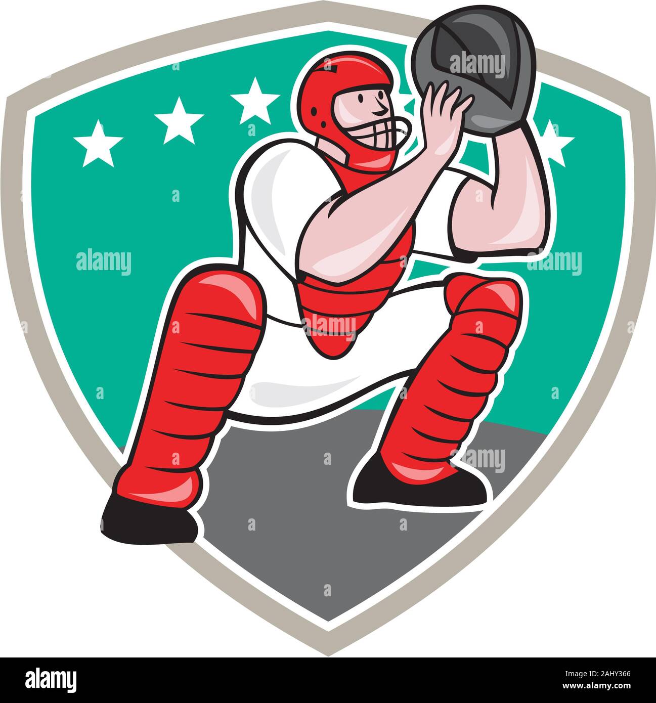 Cartoon illustration baseball player catching hi-res stock photography ...