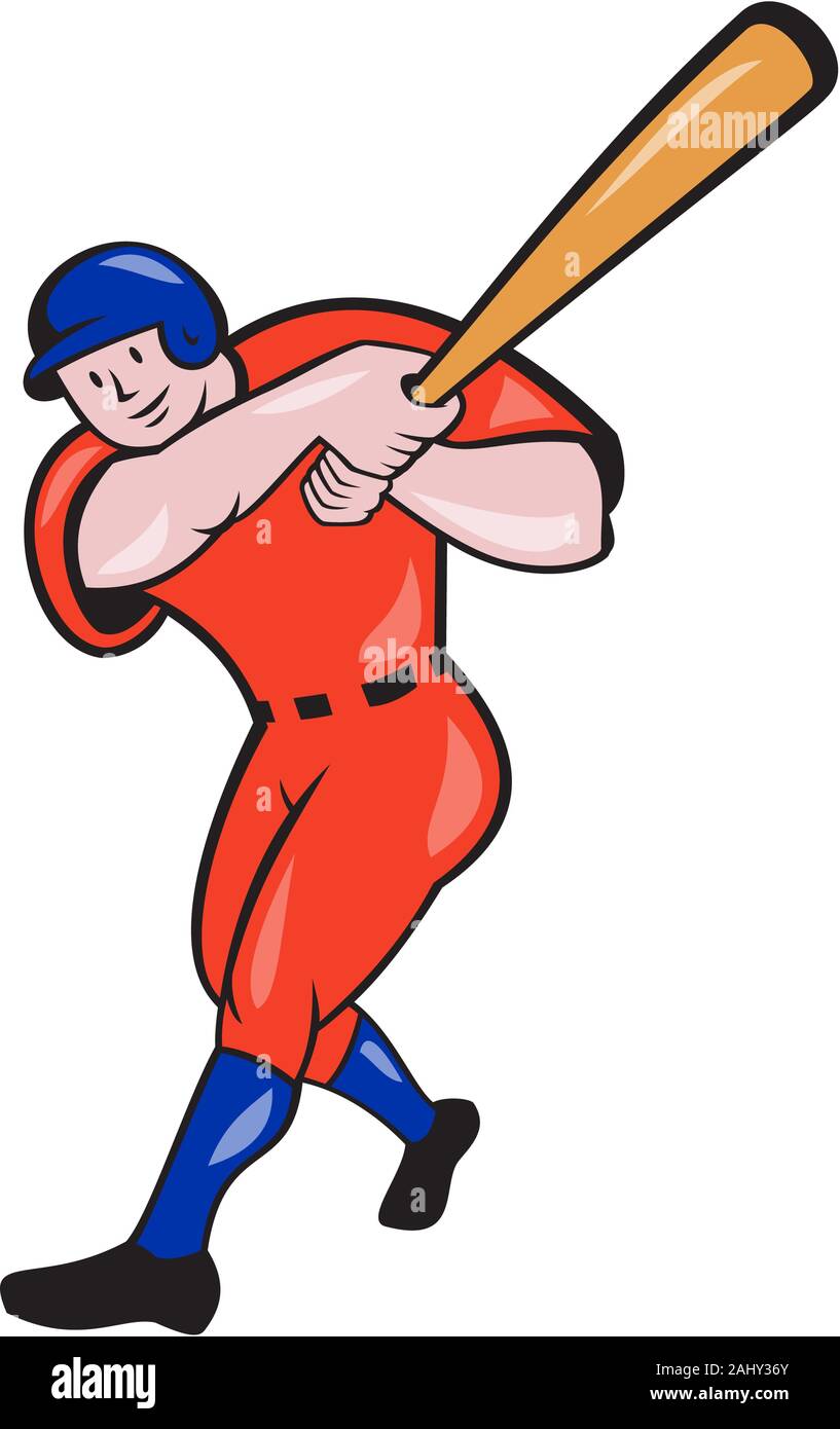 Illustration of an american baseball player batter hitter batting with ...