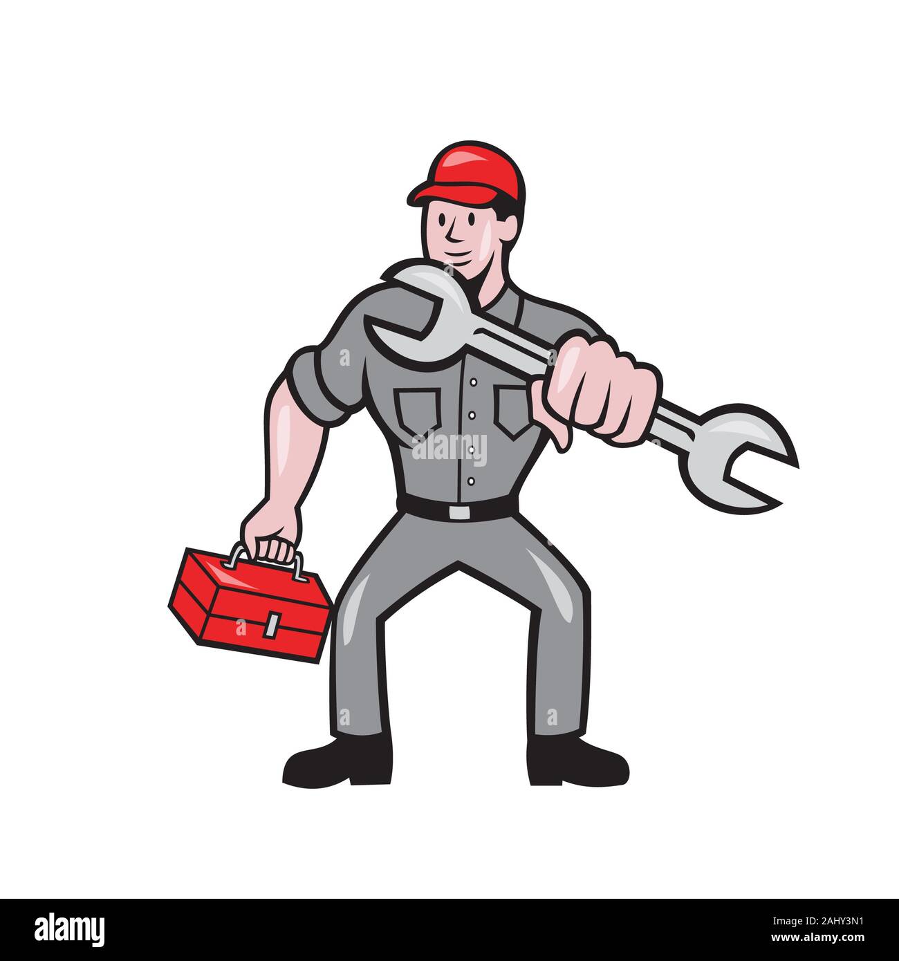 Man carrying tool box on hi-res stock photography and images - Alamy