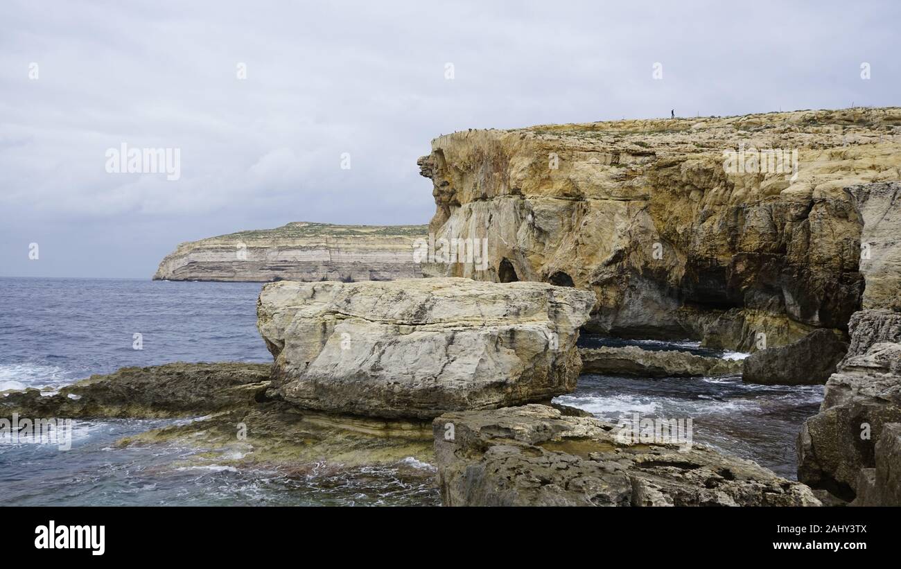 Malta Gozo island trip by ferry and Azure Window Ruins Stock Photo - Alamy