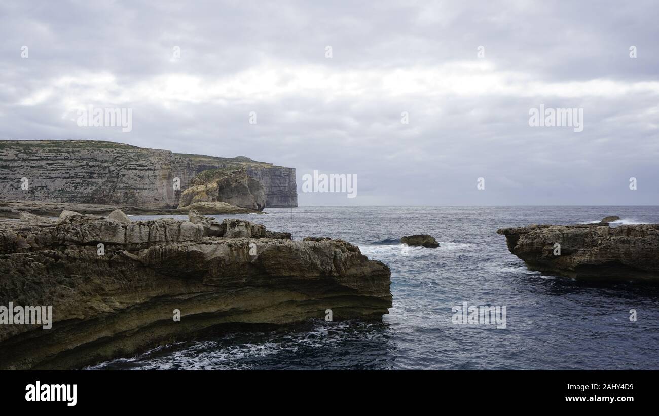 Malta Gozo island trip by ferry and Azure Window Ruins Stock Photo - Alamy