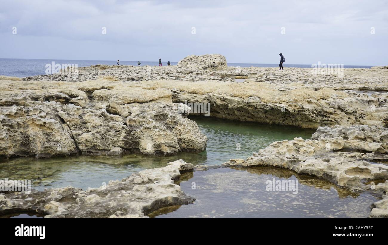 Malta Gozo island trip by ferry and Azure Window Ruins Stock Photo - Alamy
