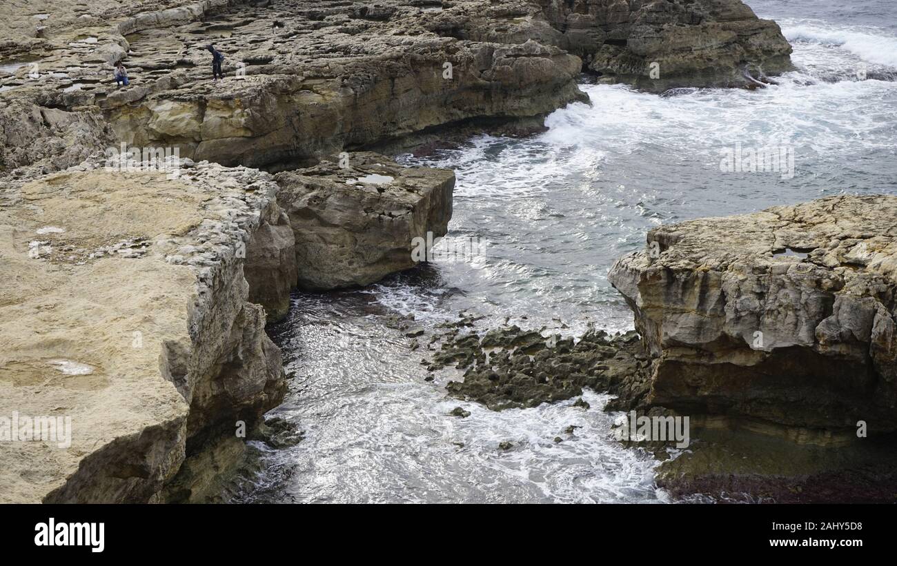 Malta Gozo island trip by ferry and Azure Window Ruins Stock Photo - Alamy