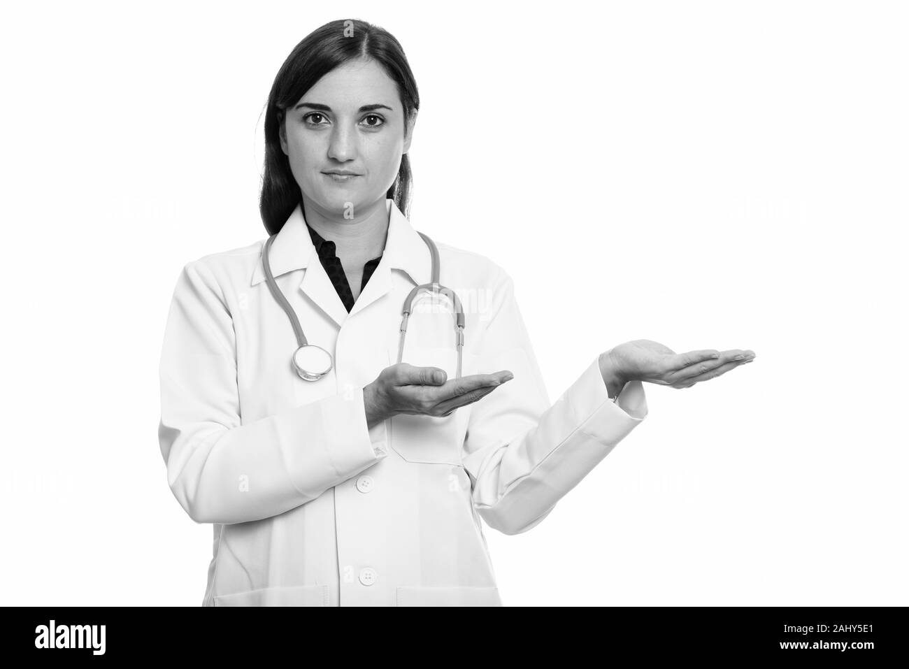 Beautiful woman presenting black hi-res stock photography and images ...