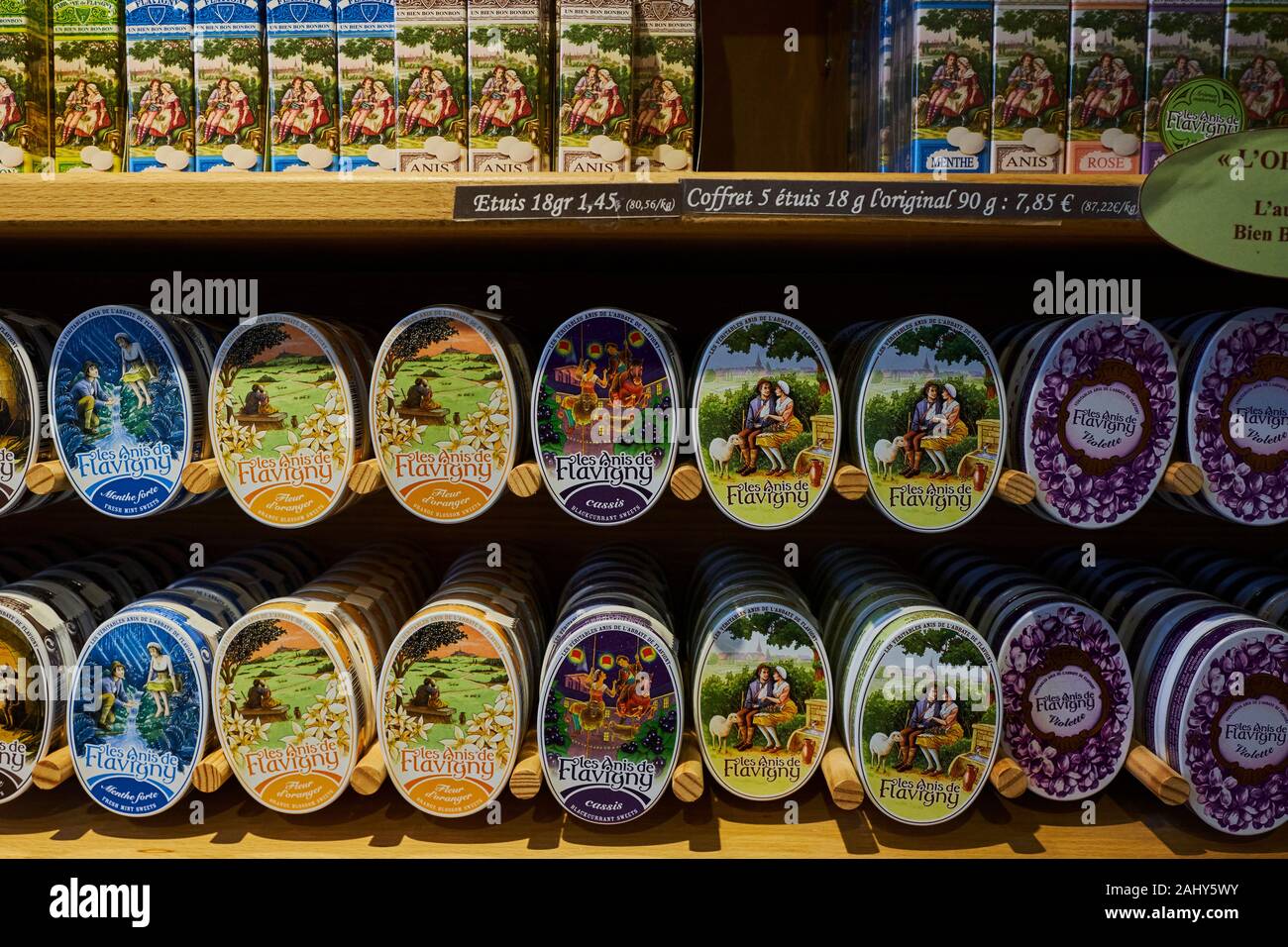 France, Côte-d'Or, Flavigny-sur-Ozerain, anise sweet shop Stock Photo ...