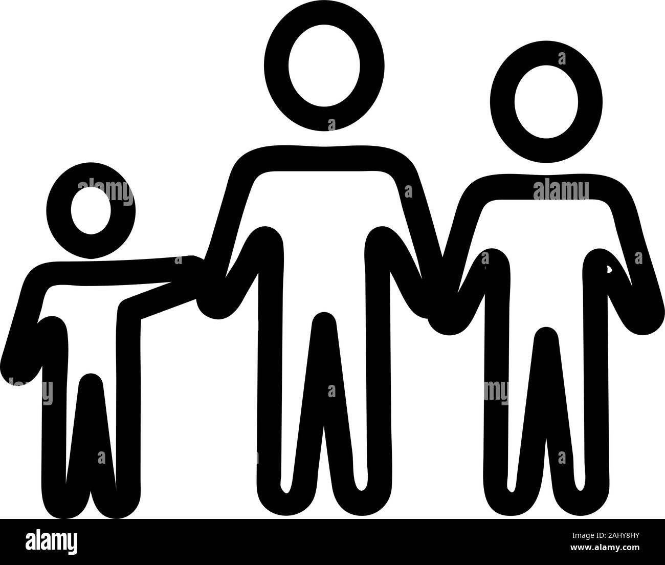 Protecting the family icon vector. Isolated contour symbol illustration ...