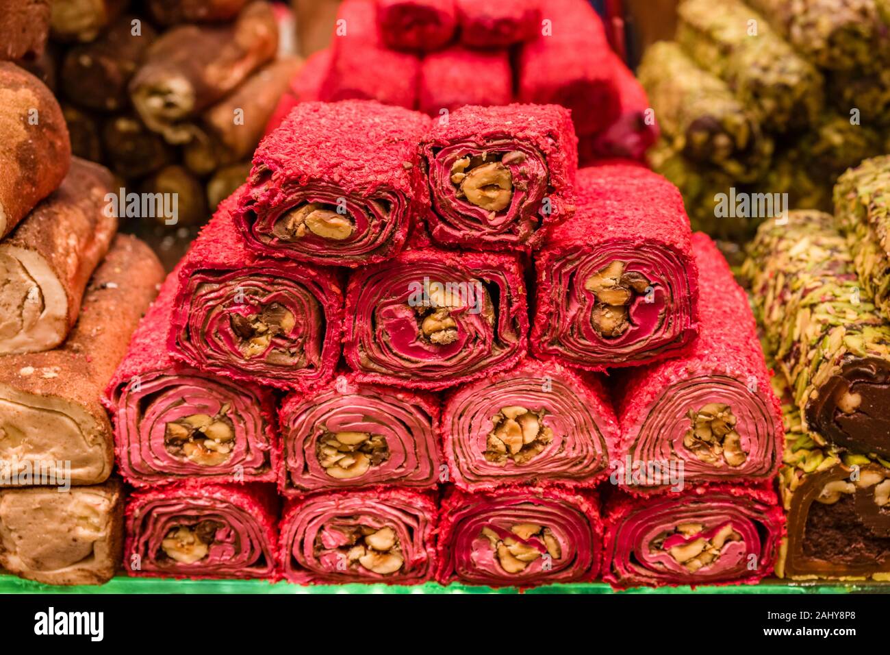 Market stall selling turkish delight hi-res stock photography and ...