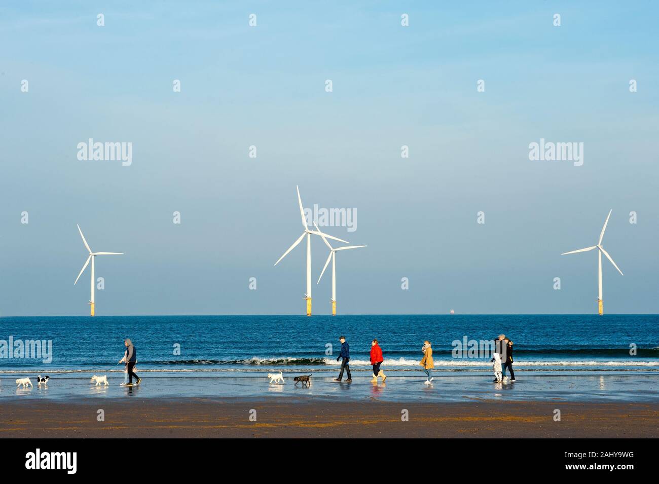 Redundant Redcar steel works, Coatham beach and off-shore wind farm ...