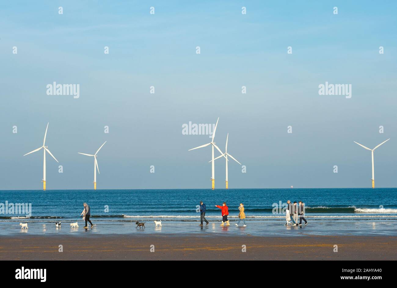 Redundant Redcar steel works, Coatham beach and off-shore wind farm ...