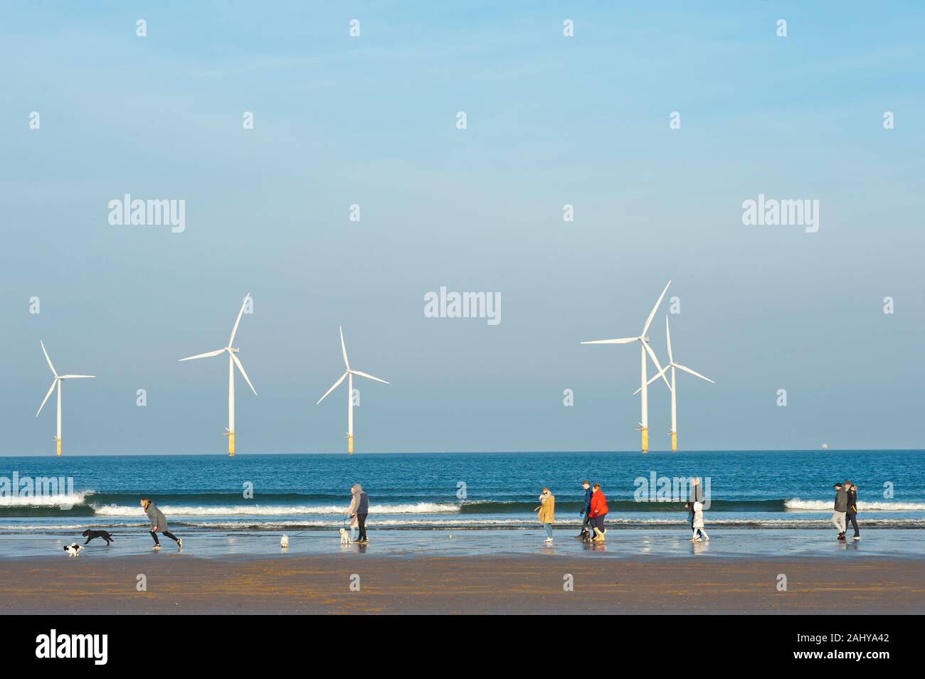 Redundant Redcar steel works, Coatham beach and off-shore wind farm ...