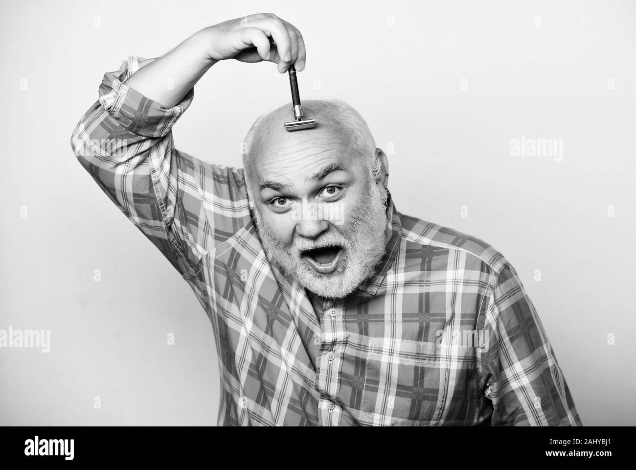 Shaving facial hair. Barber vintage equipment. Barber salon. Barbershop ...