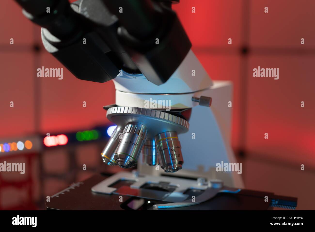 microbiological laboratory microscope in laboratory interior Stock ...