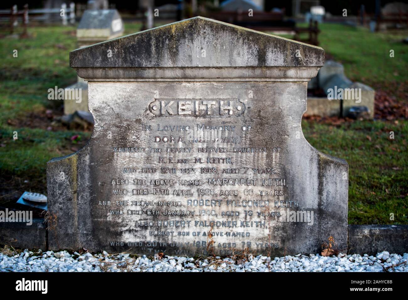 Headstone of Robert Falconer Keith, the man who launched Titanic, at ...