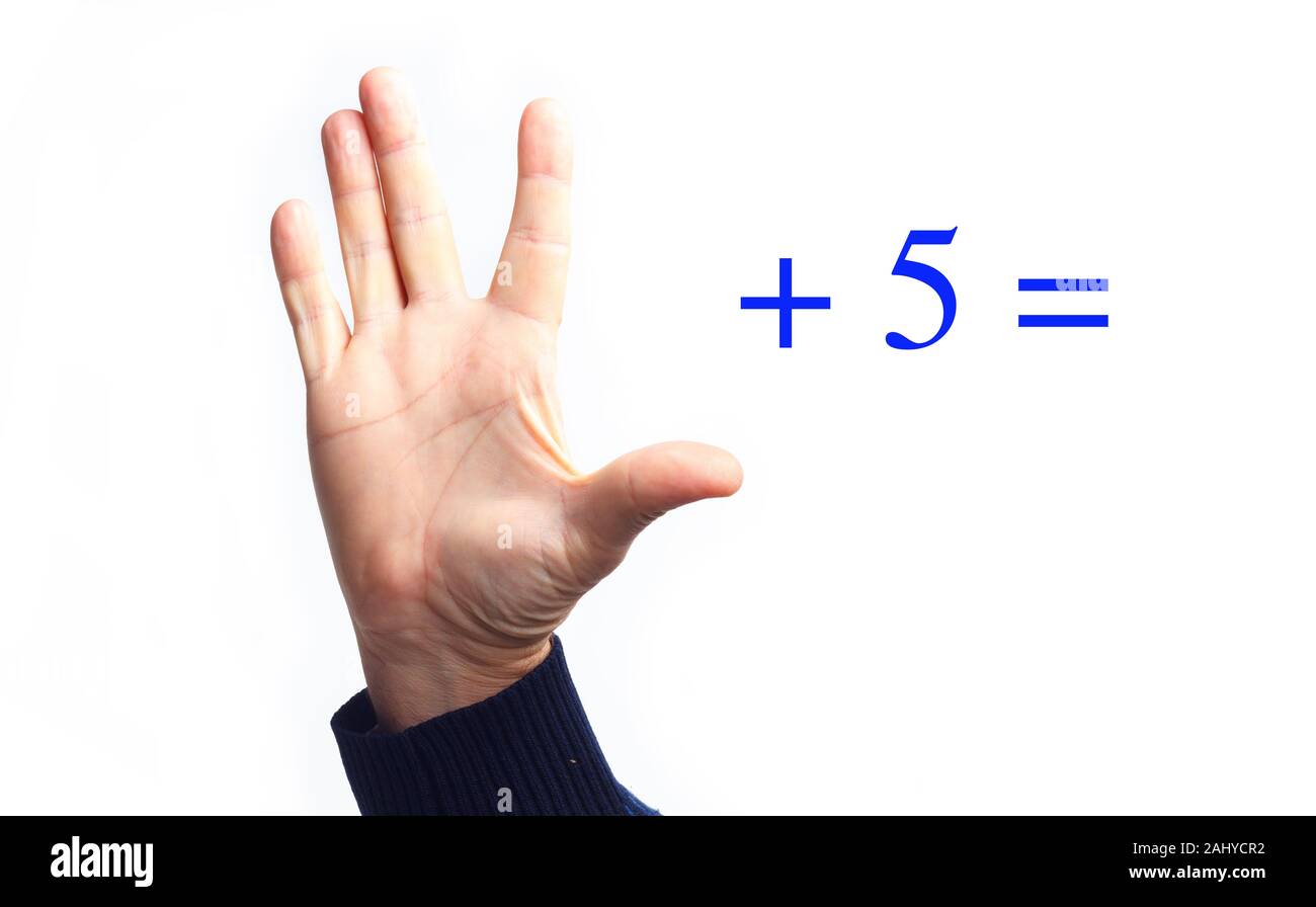 Add with the fingers of the hands; learn to add in school; numbers ...