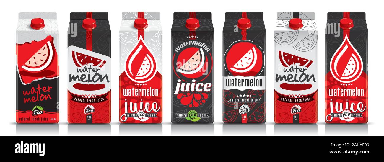 Ready design vector watermelon juice, fruit package set Stock Vector ...