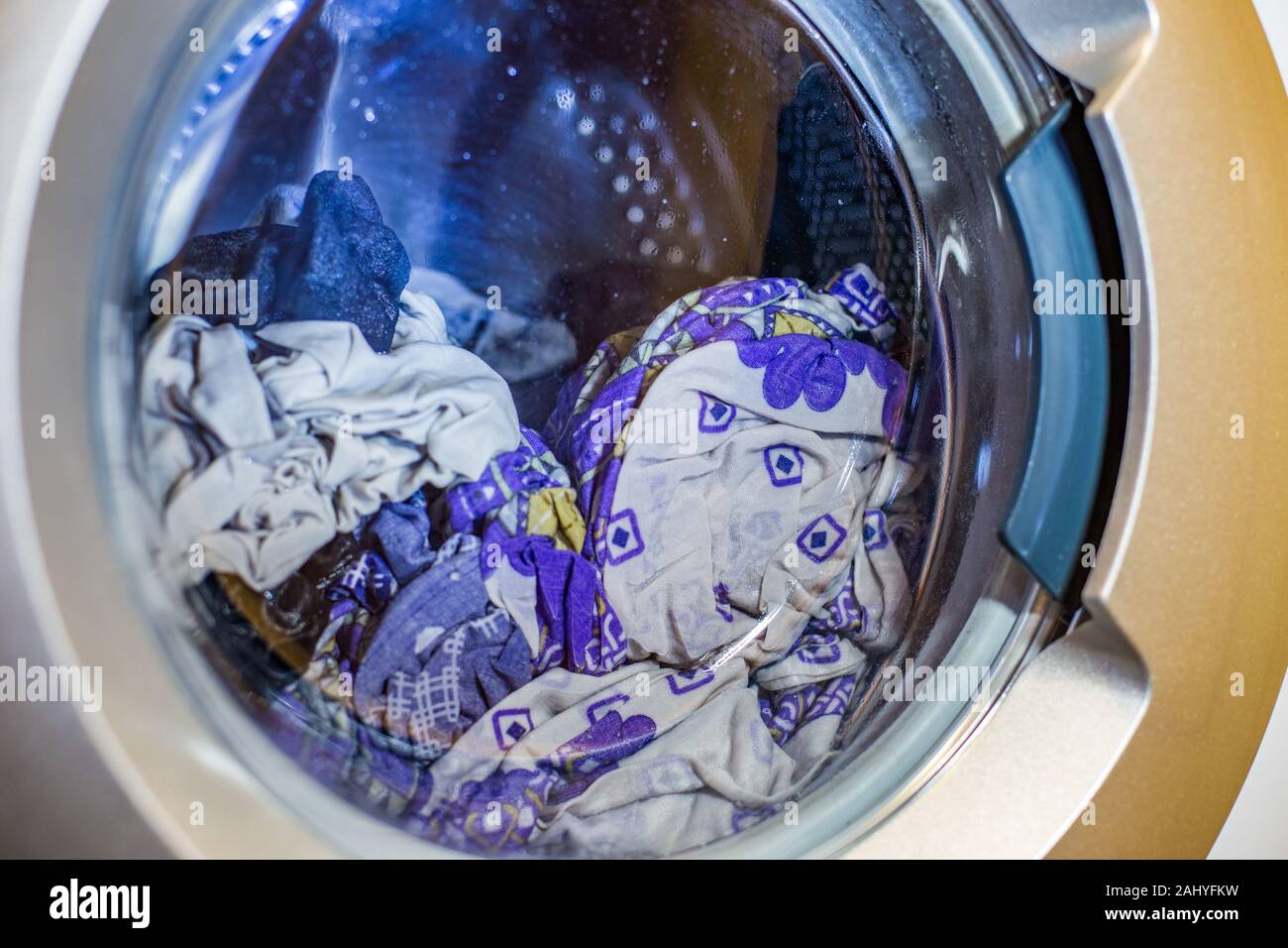 a close view of domestic washing machine at work Stock Photo - Alamy