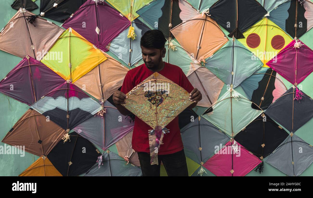 Young man with Patang(kite) for Makar Sankranti festival of India ...