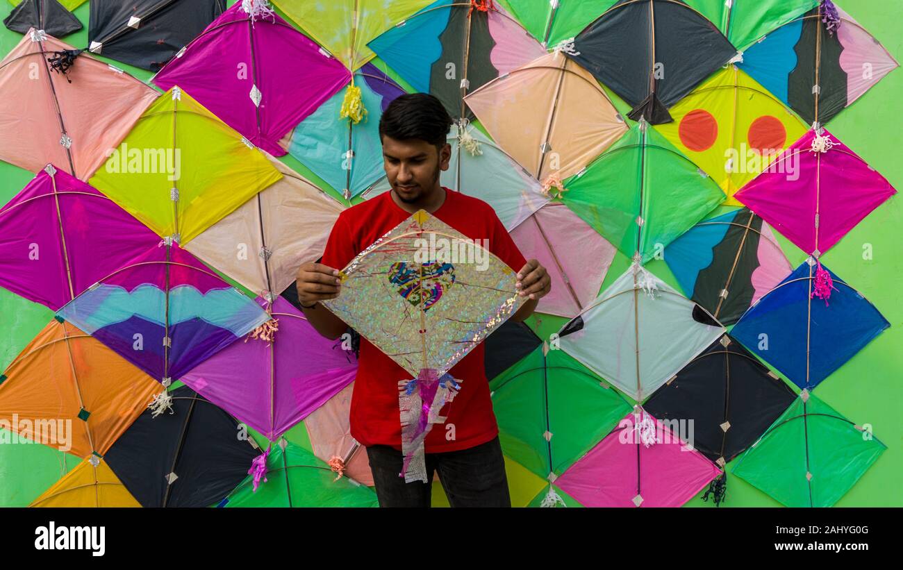 Young man with Patang(kite) for Makar Sankranti festival of India ...