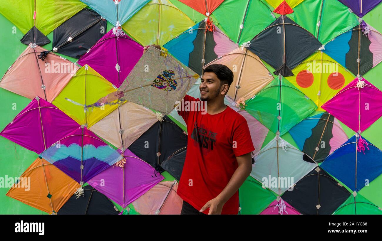 Young man with Patang(kite) for Makar Sankranti festival of India ...