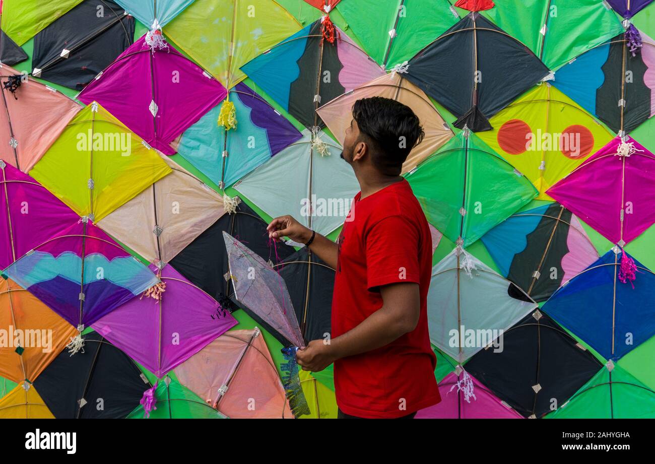 Young man with Patang(kite) for Makar Sankranti festival of India ...