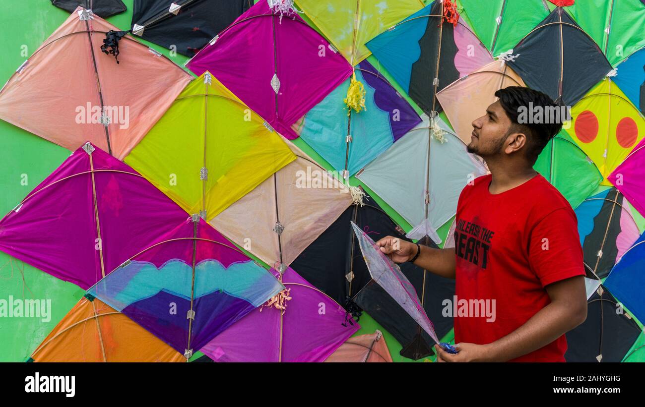 Young man with Patang(kite) for Makar Sankranti festival of India ...
