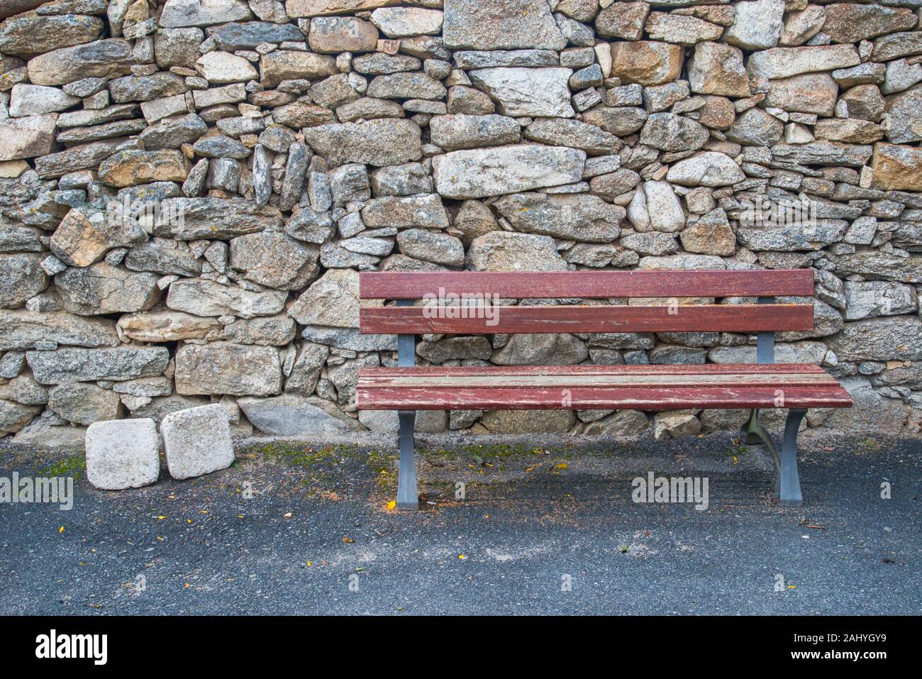 Wooden stone bench seat hi-res stock photography and images - Alamy