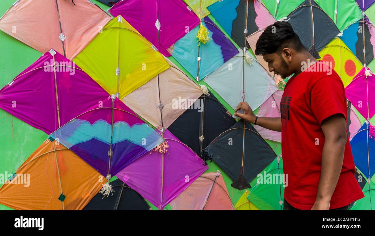Young man with Patang(kite) for Makar Sankranti festival of India ...
