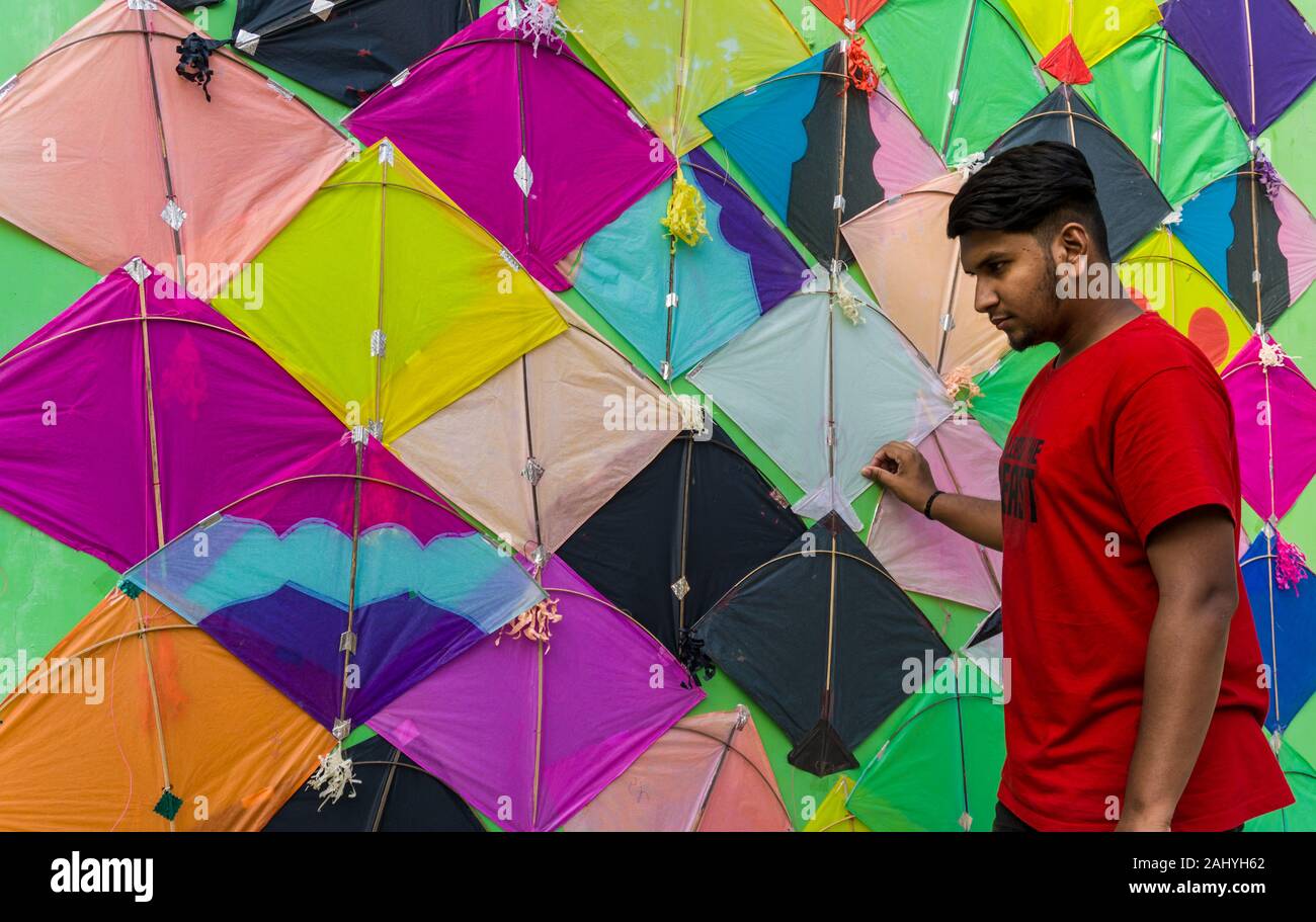 Young man with Patang(kite) for Makar Sankranti festival of India ...