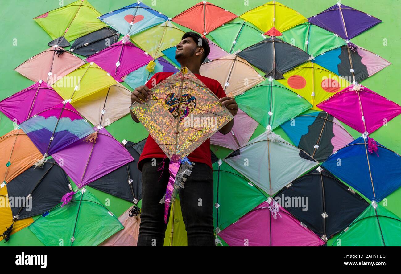 Young man with Patang(kite) for Makar Sankranti festival of India ...