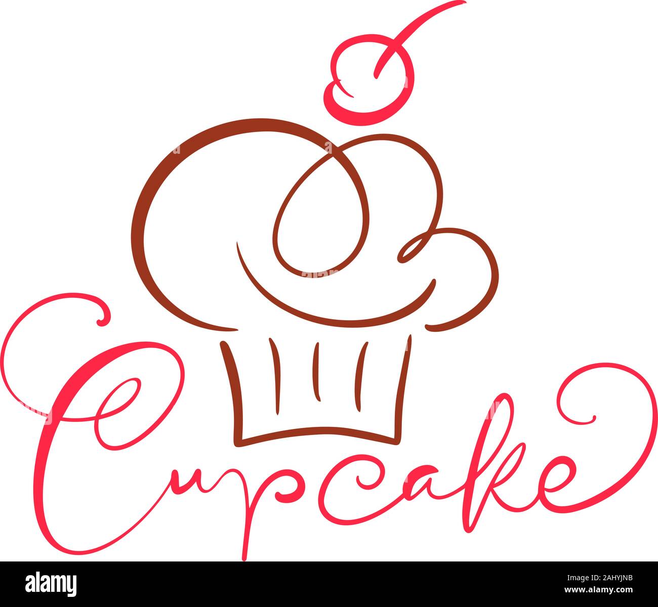 Cupcake vector calligraphic text with logo. Sweet cupcake with cream ...