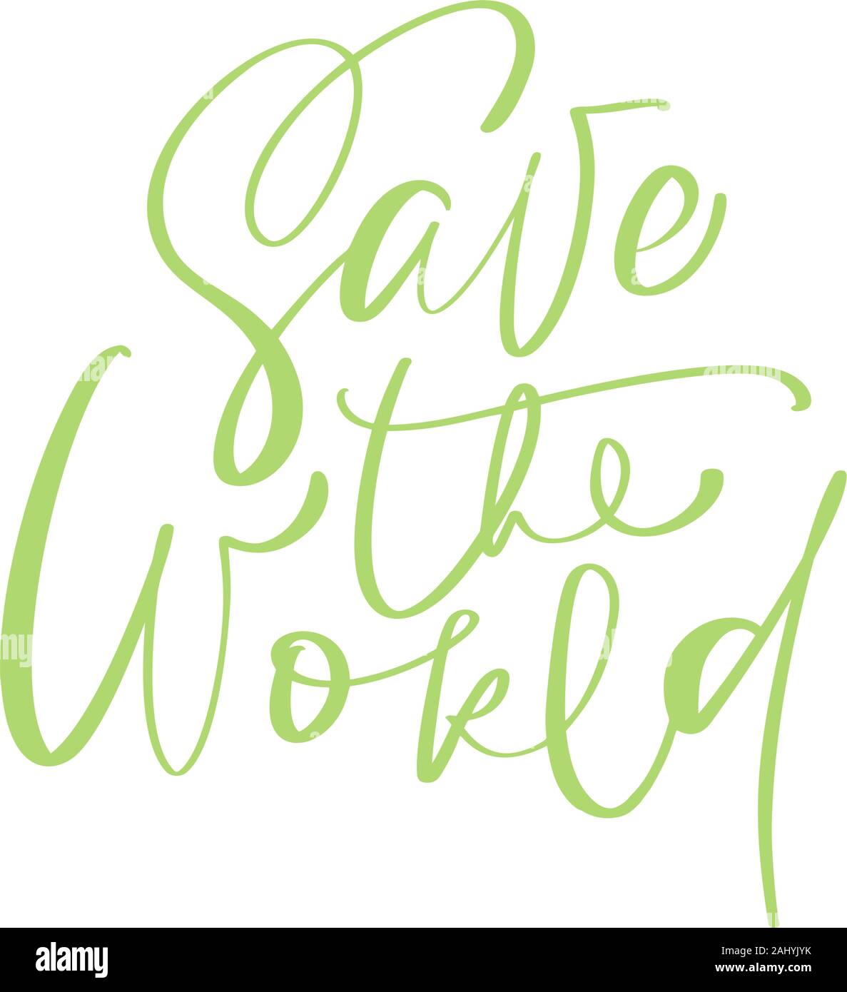 Save the world hand drawn illustration calligraphic text. World ...