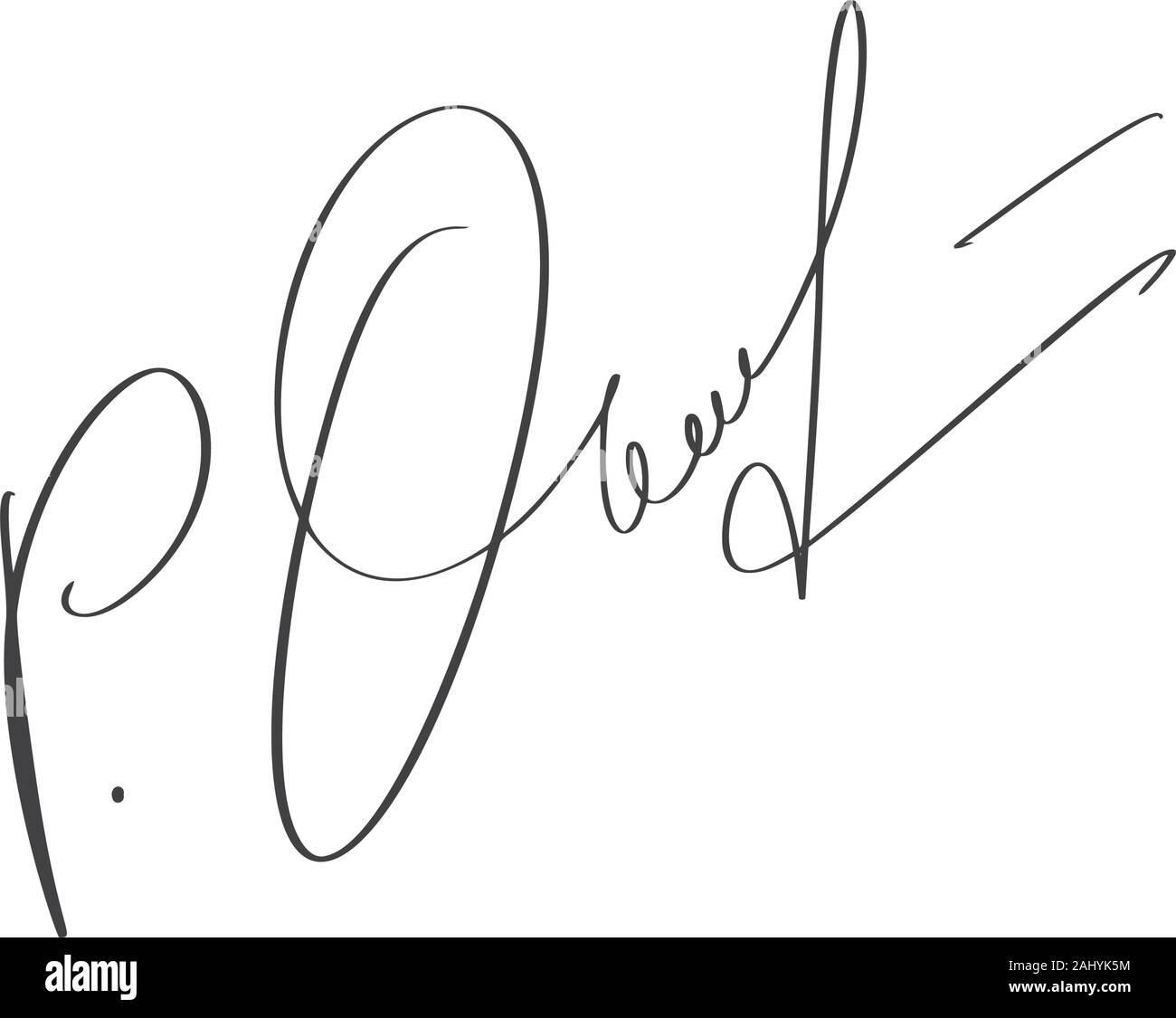 Manual signature for documents on white background. Hand drawn ...