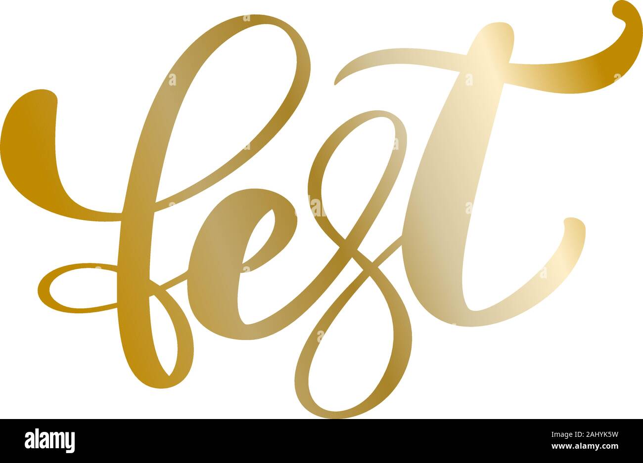 Handdrawn vector golden calligraphic text Fest. Lettering illustration ...