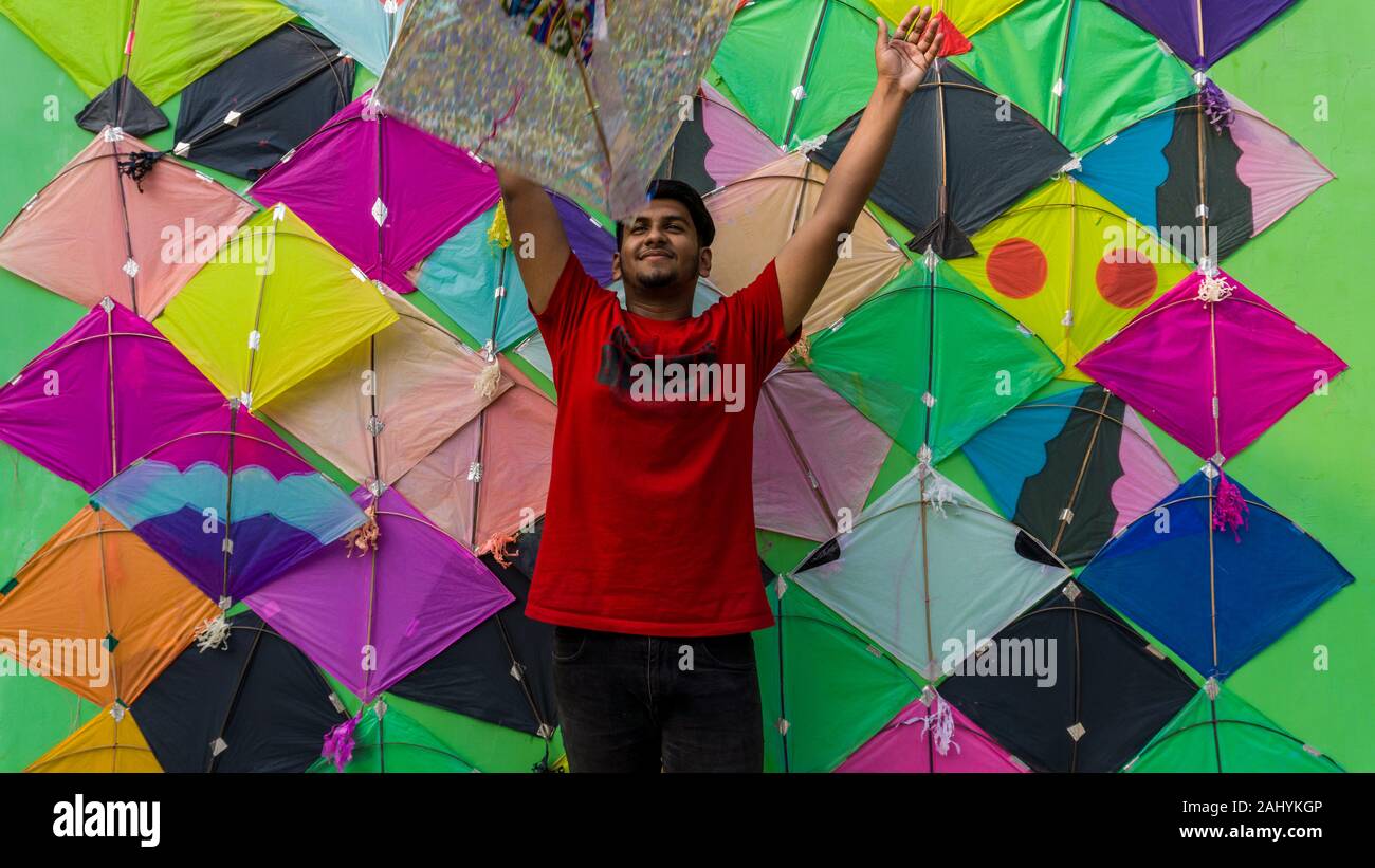 Young man with Patang(kite) for Makar Sankranti festival of India ...