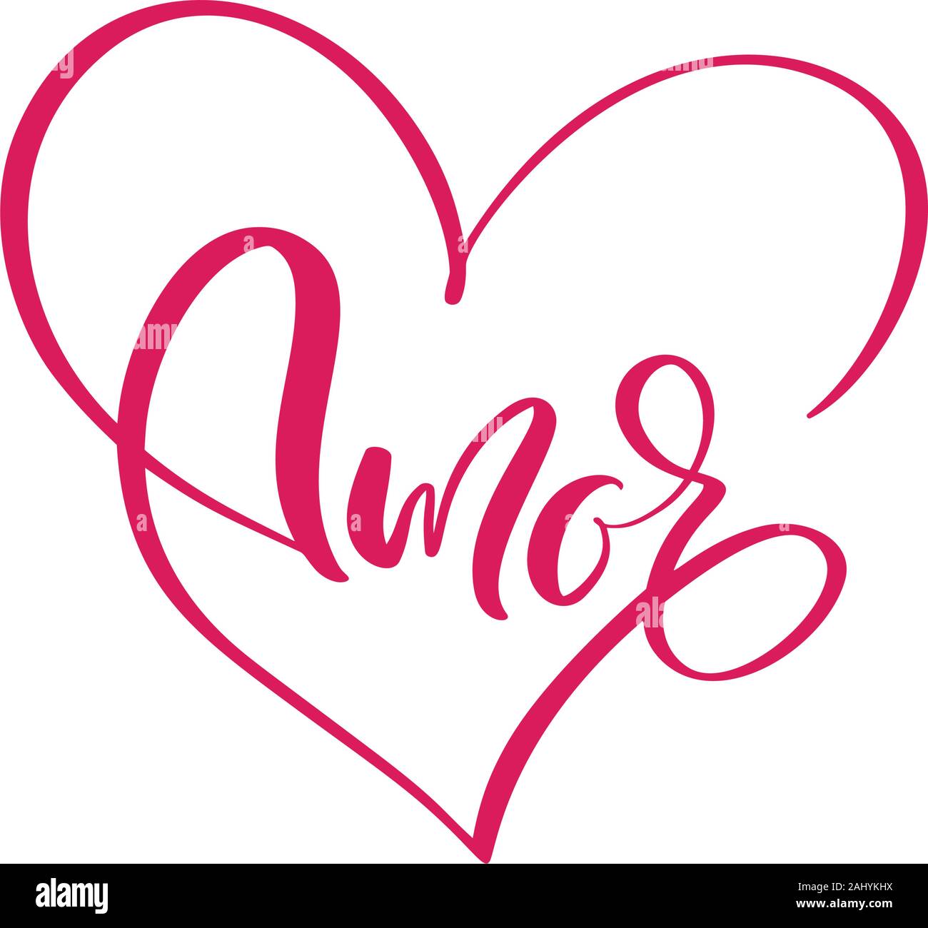 Amor hand drawn phrase. Love in Spanish. Lettering text for Valentines ...