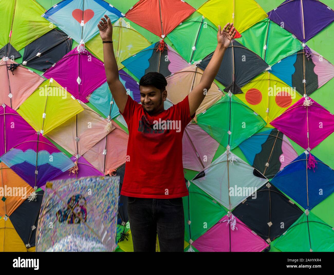 Young man with Patang(kite) for Makar Sankranti festival of India ...
