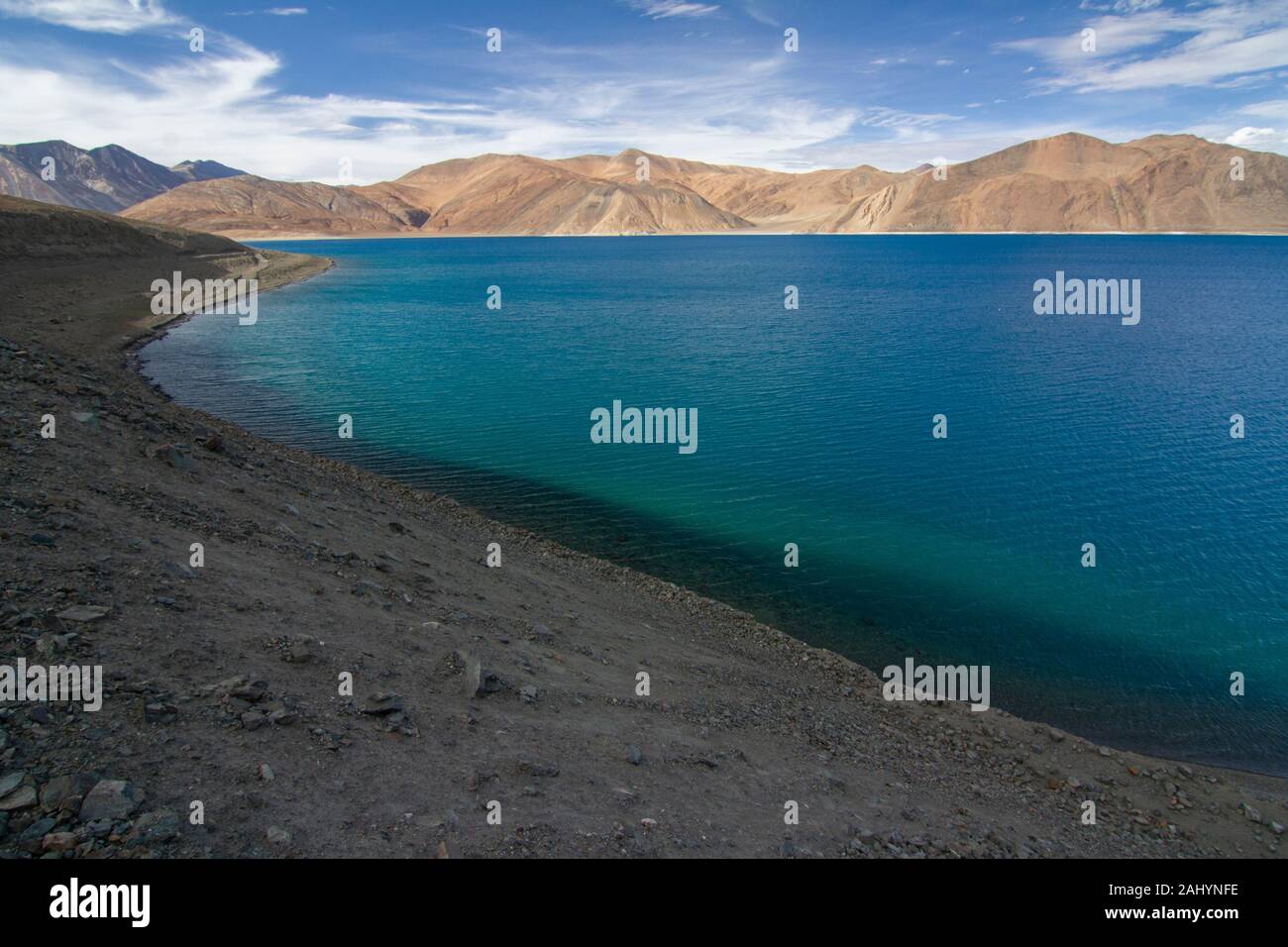 Colourful water of Pangong lake, Ladakh, India, Asia Stock Photo - Alamy