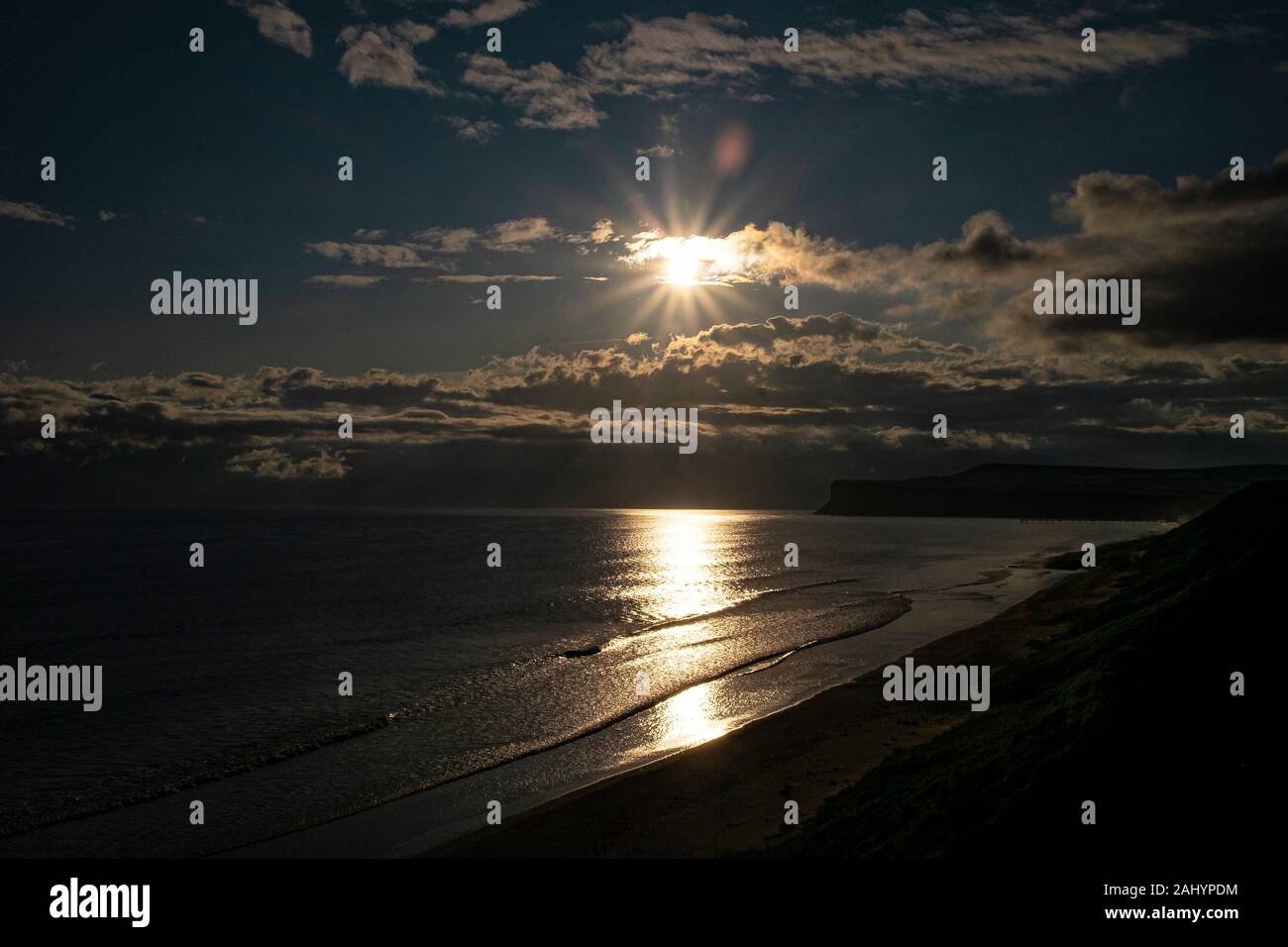 Hunt cliff, saltburn at sunrise Stock Photo - Alamy