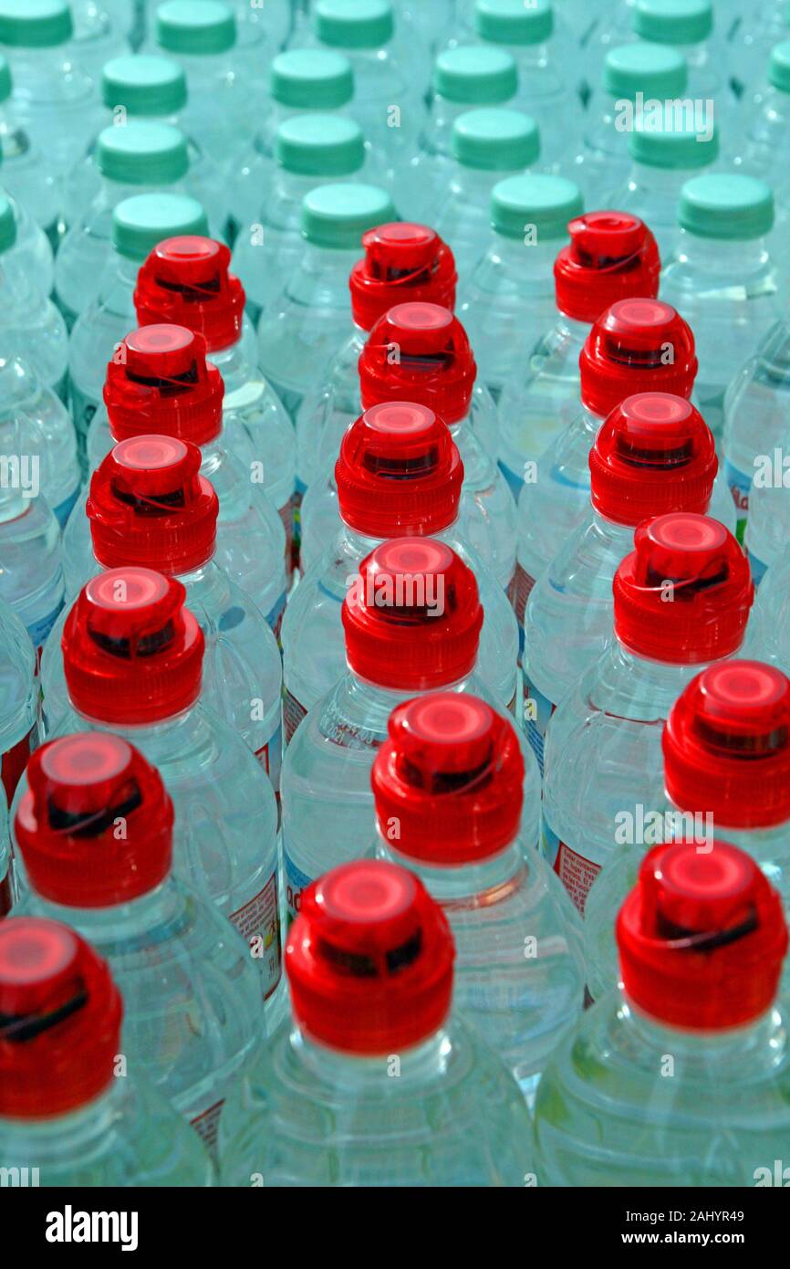 water bottles aligned Stock Photo - Alamy
