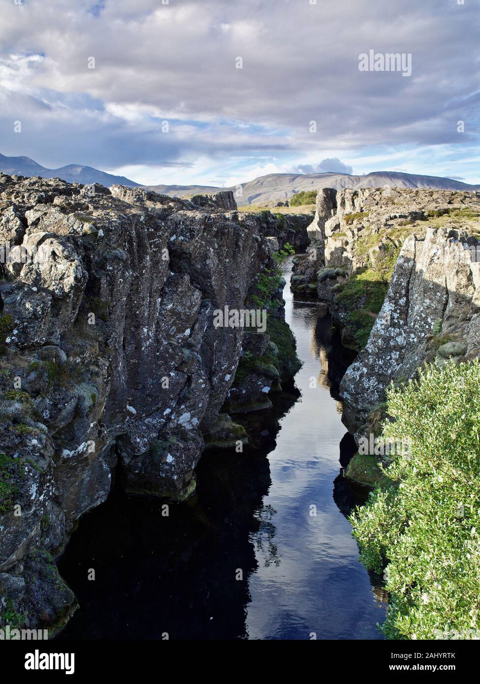 Landscape, Thingvellir National Park, Iceland. Landscape with rifts ...